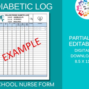 School Diabetic Log - Etsy Australia