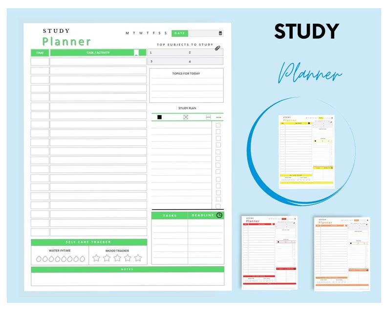 Study Planner Page Printable Student Organizer - Etsy