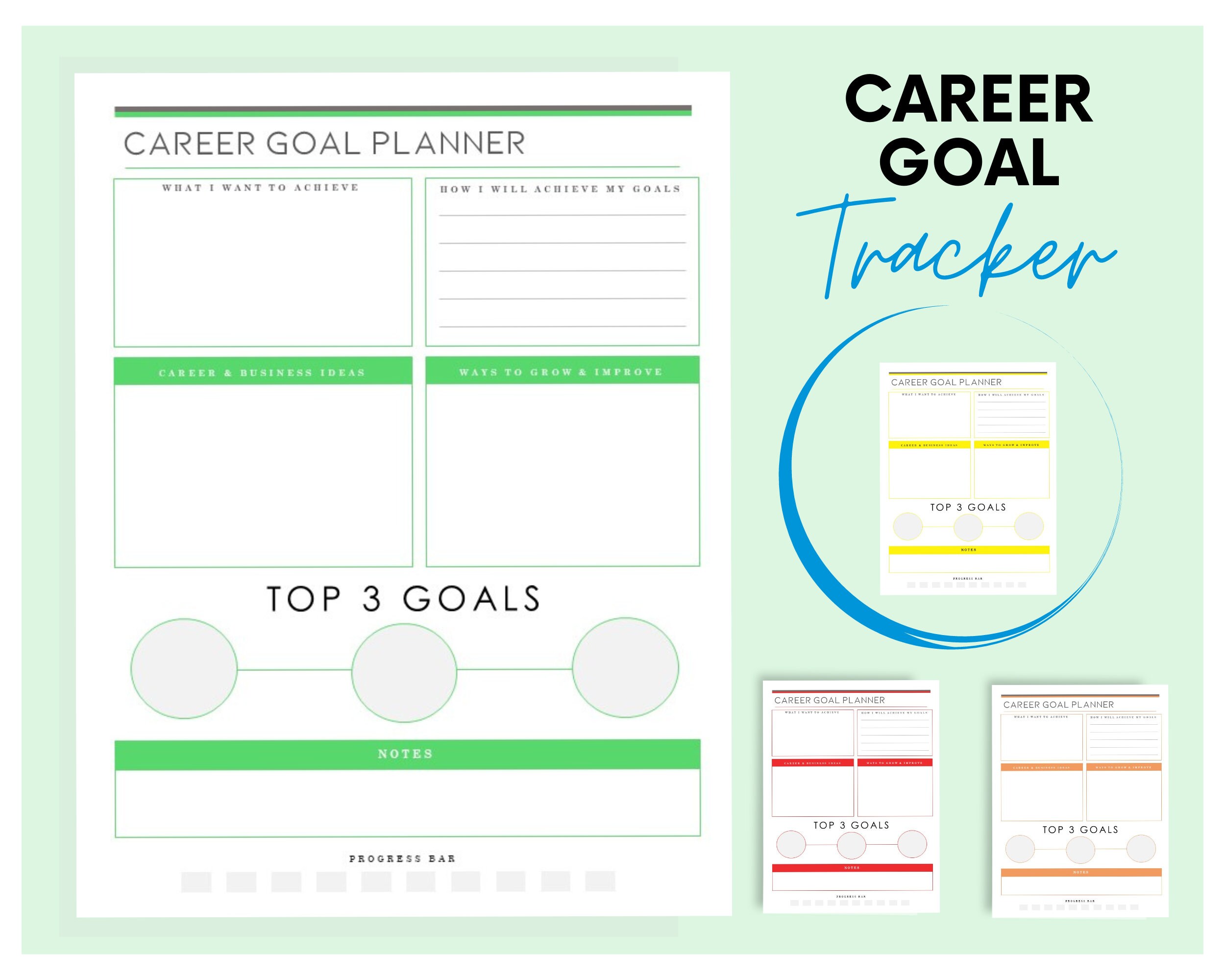 Career Goal Printable Planner Minimalist Tracker for Professional ...