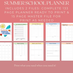 Summer School Planner, 12 Week Undated Pre K to High School and ...