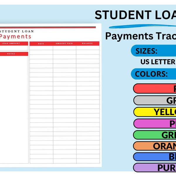 Loan Payment Organizer - Etsy