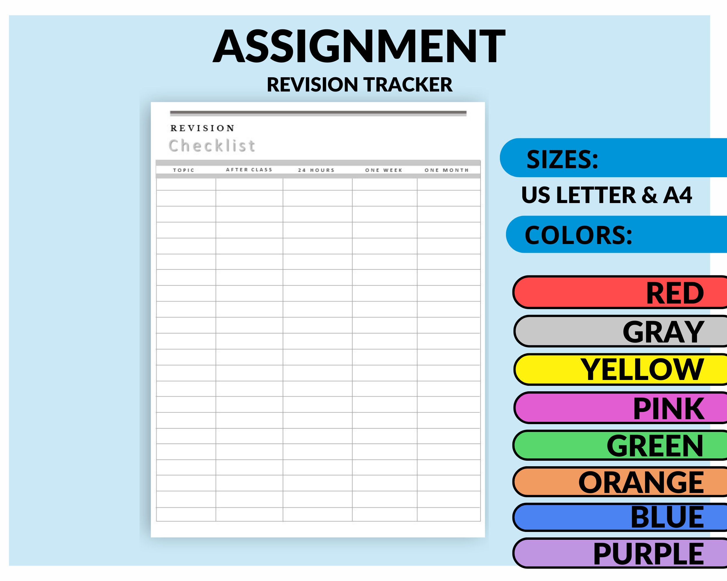 Student Revision Checklist Printable | Study Planner | Exam Preparation ...