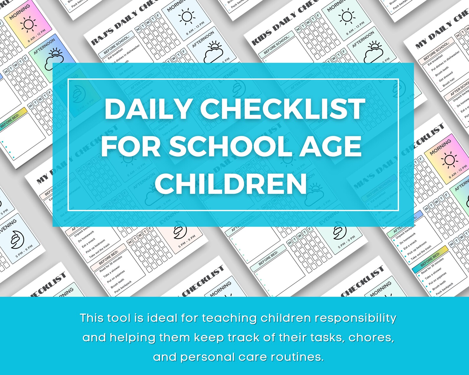 Kids Daily Schedule Checklist Printable | Editable Chore ...