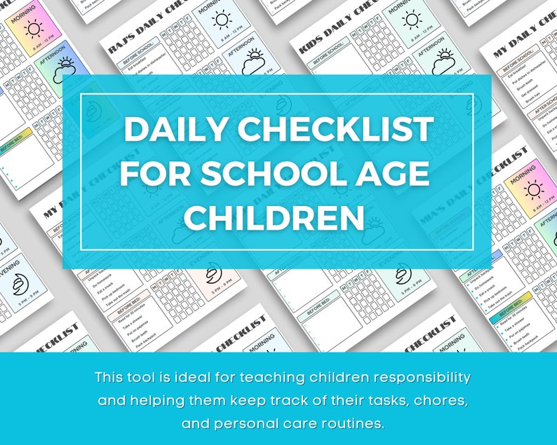 Kids Daily Schedule Checklist Printable Editable Chore & Responsibility ...
