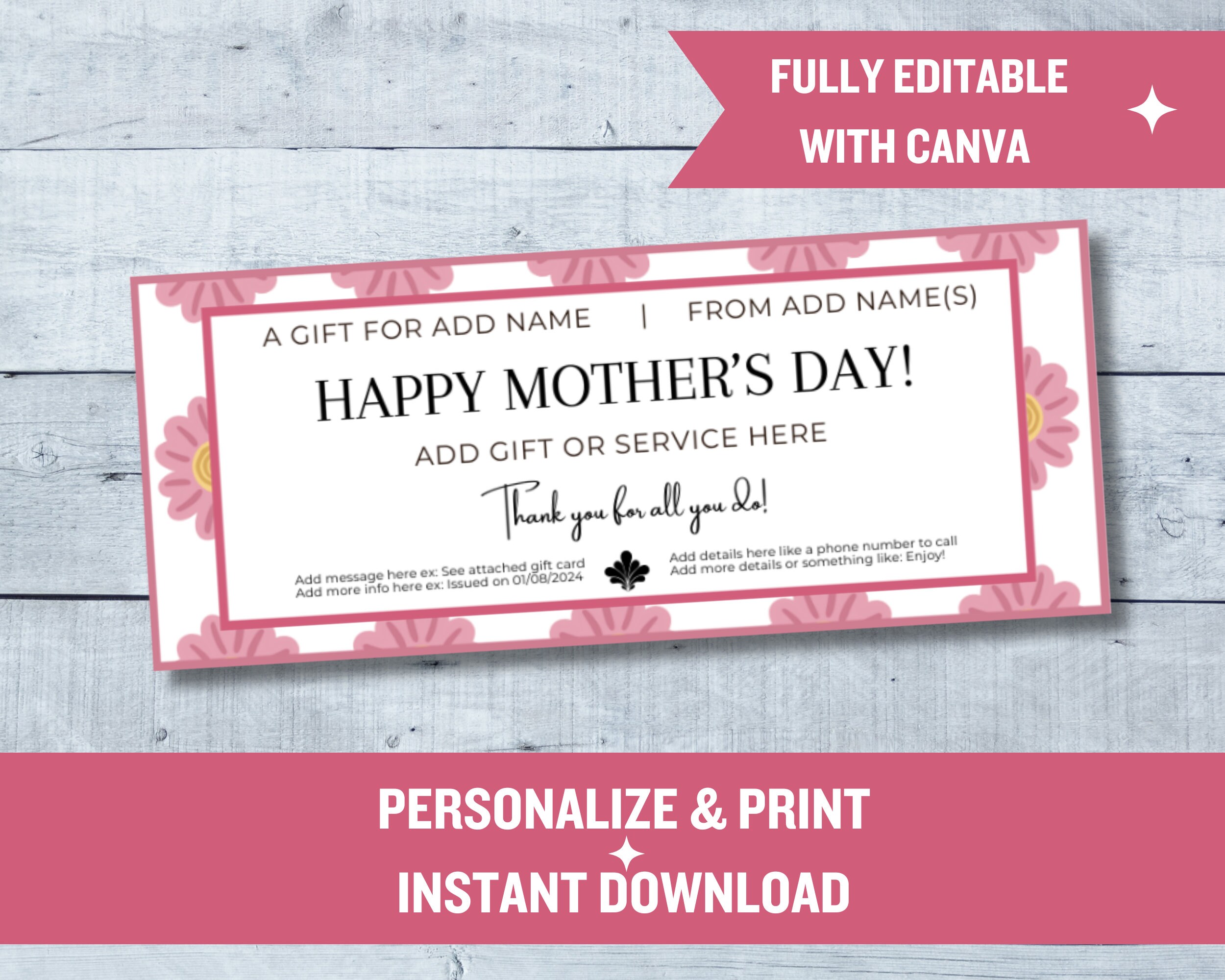 Mother's Day Certificate | Customizable Canva Template | Printable ...