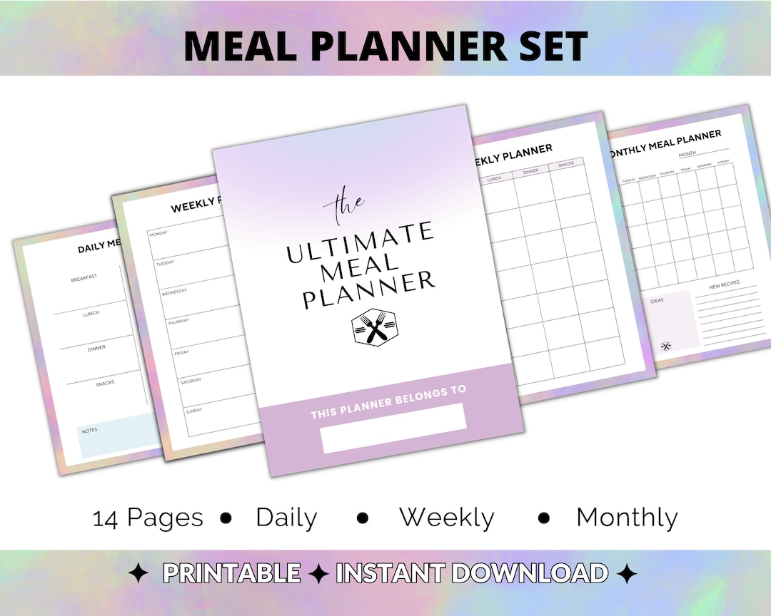Printable Meal Planner | Daily, Weekly & Monthly Prep | Shopping List ...