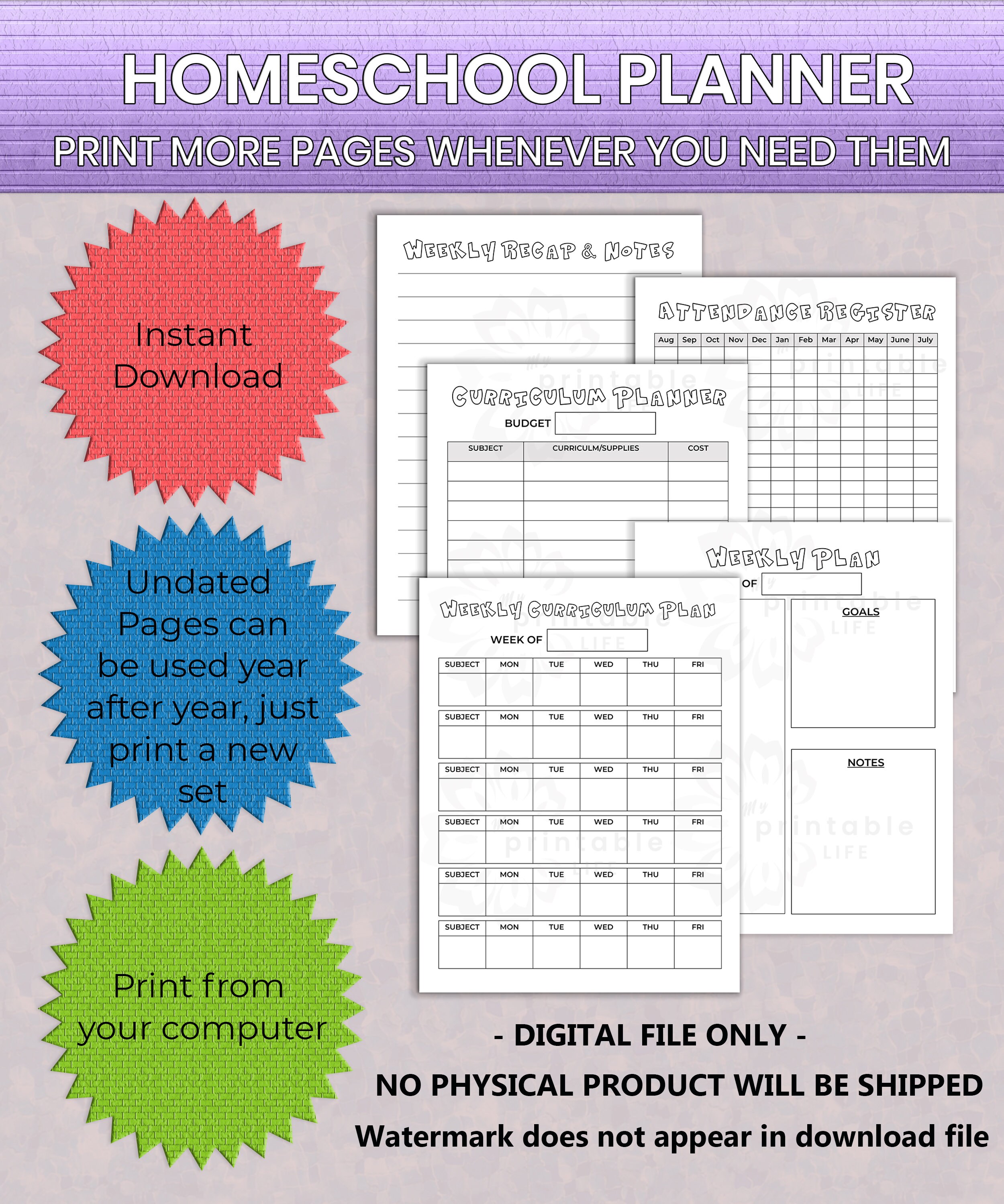 Homeschool Planner Printable, Homeschool Schedule, Homeschool Daily ...