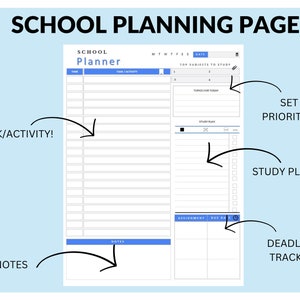 School Daily Planner Page | Printable Organizer for Students and ...