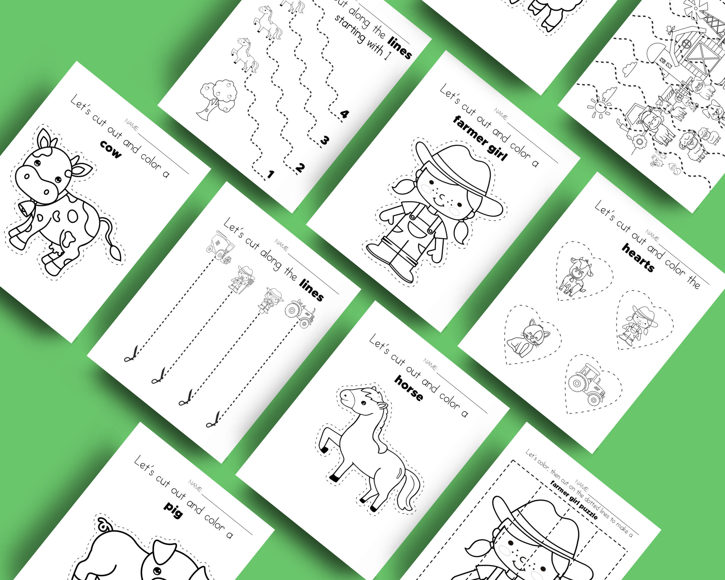 PRESCHOOL CUTTING PRACTICE Pages, Farm Theme Scissor Skills - Etsy