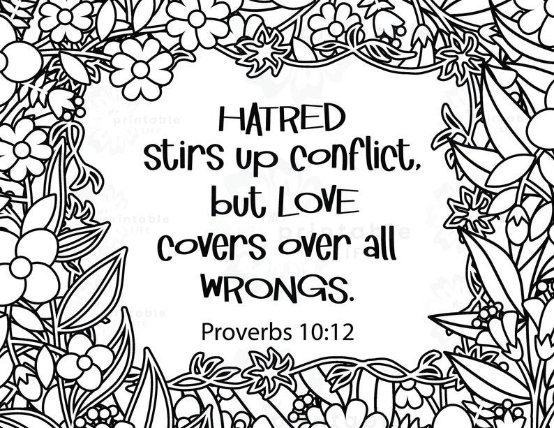 Bible Verse Coloring Pages Set of 6 Inspirational Quotes DIY Adult ...
