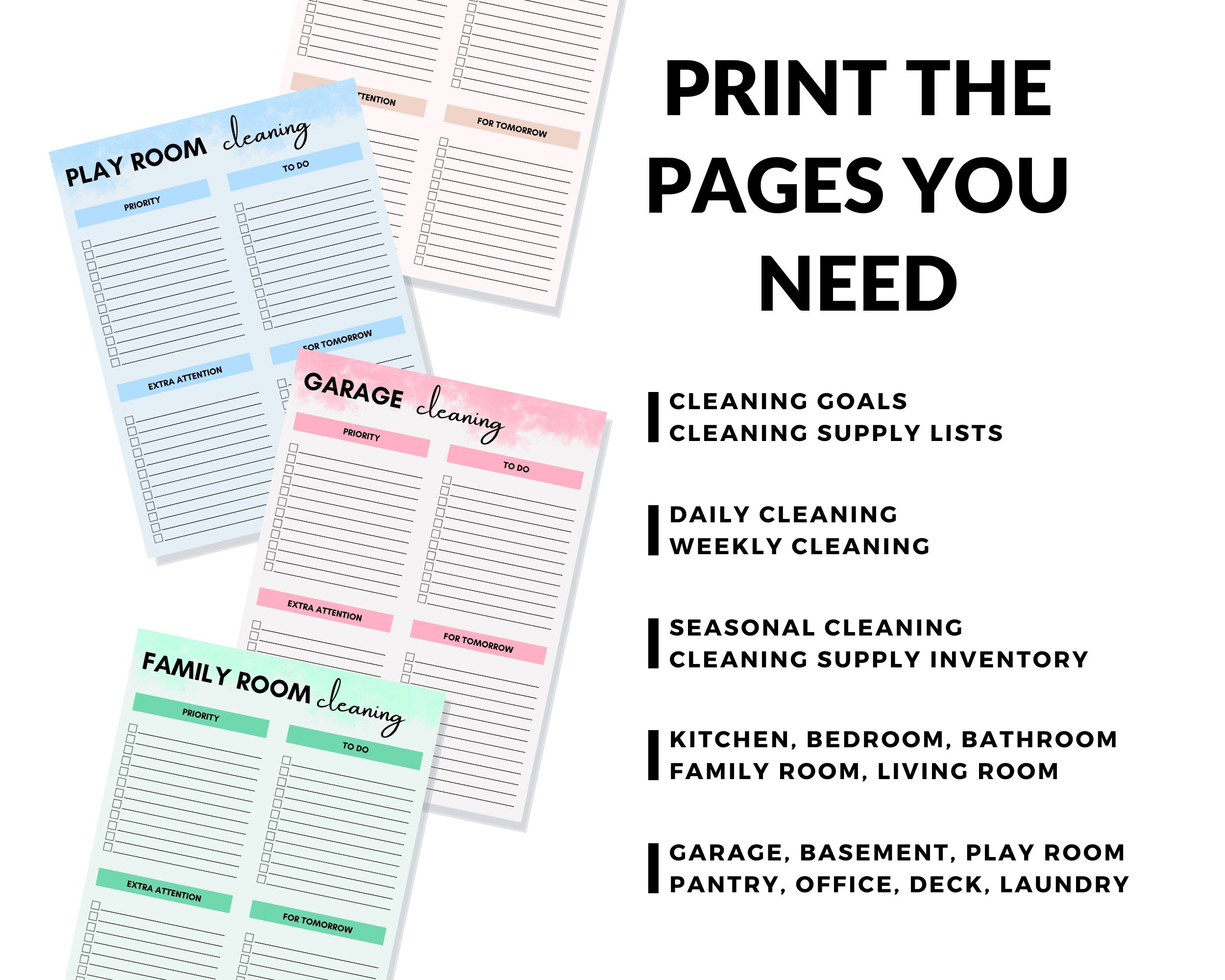 Comprehensive Cleaning Planner Printable: Goals Daily & - Etsy