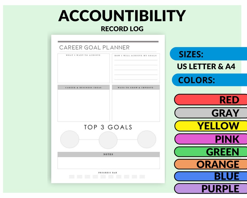 Career Goal Printable Planner Minimalist Tracker for - Etsy