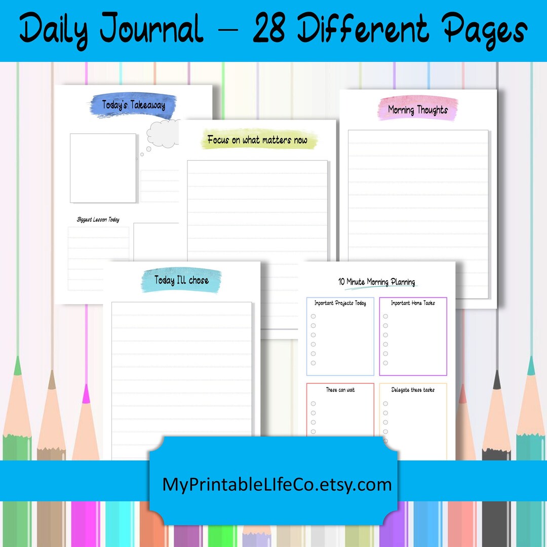 Daily Journal Printable Planner Inserts Personal Diary Pages - Etsy