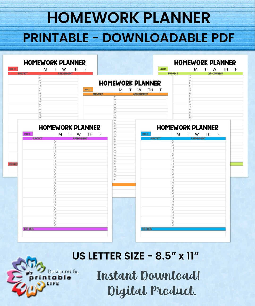 Homework Planner Printable, Printable Planner, Academic Planner - Etsy