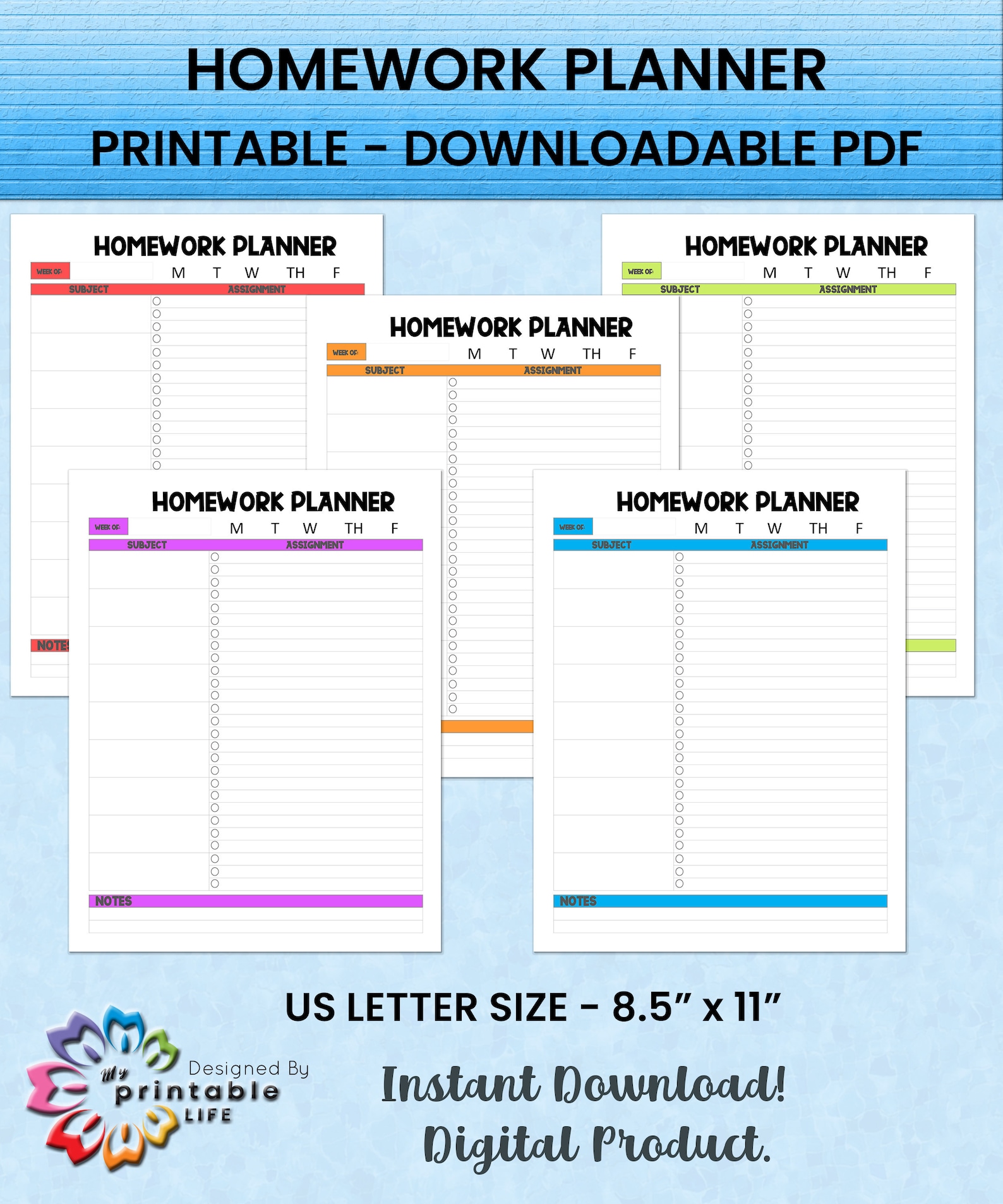 Homework Planner Printable, Printable Planner, Academic Planner - Etsy
