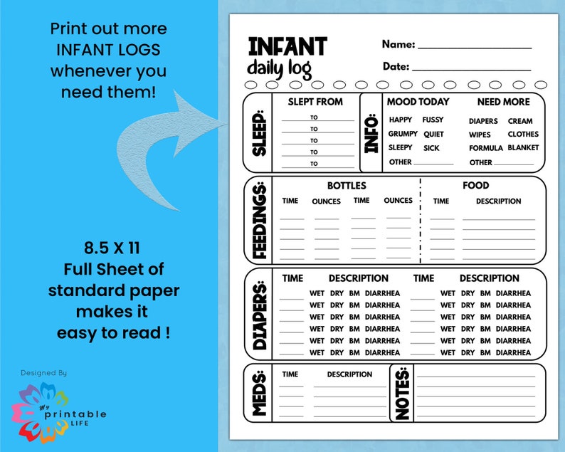 Infant Daily Log Printable Report Tracker - Etsy