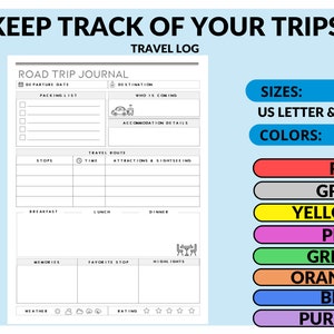 Road Trip Journal Printable | Travel Planner | Vacation Tracker ...