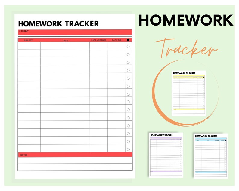 Homework Tracker Printable for Busy Students to Simplify Your - Etsy