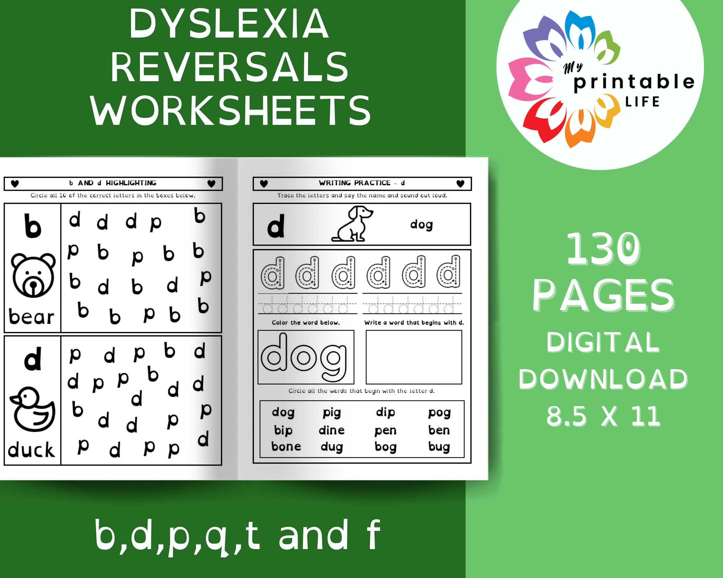 Dyslexia Letter Reversals Worksheets for the Letters B, D, P, Q, T, and ... Dyslexia Letter Reversals Worksheets for the Letters B, D, P, Q, T, and ...