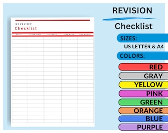 Revision Checklist Worksheet | Study Aid | Exam Prep Planner ...