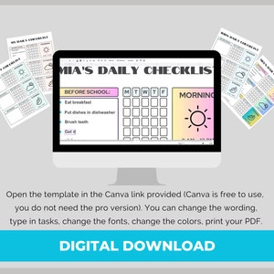 Kids Daily Schedule Checklist Printable | Editable Chore ...