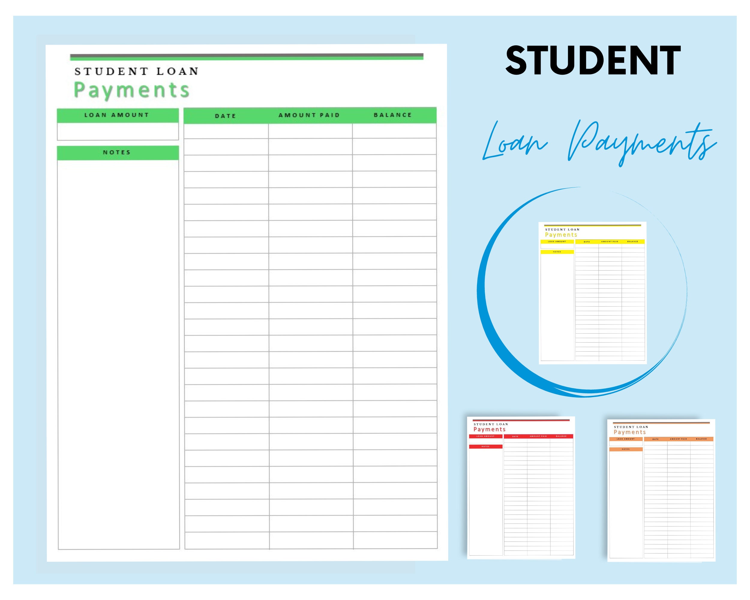 Student Loan Payment Tracker | Printable Organizer for Loan Repayment ...