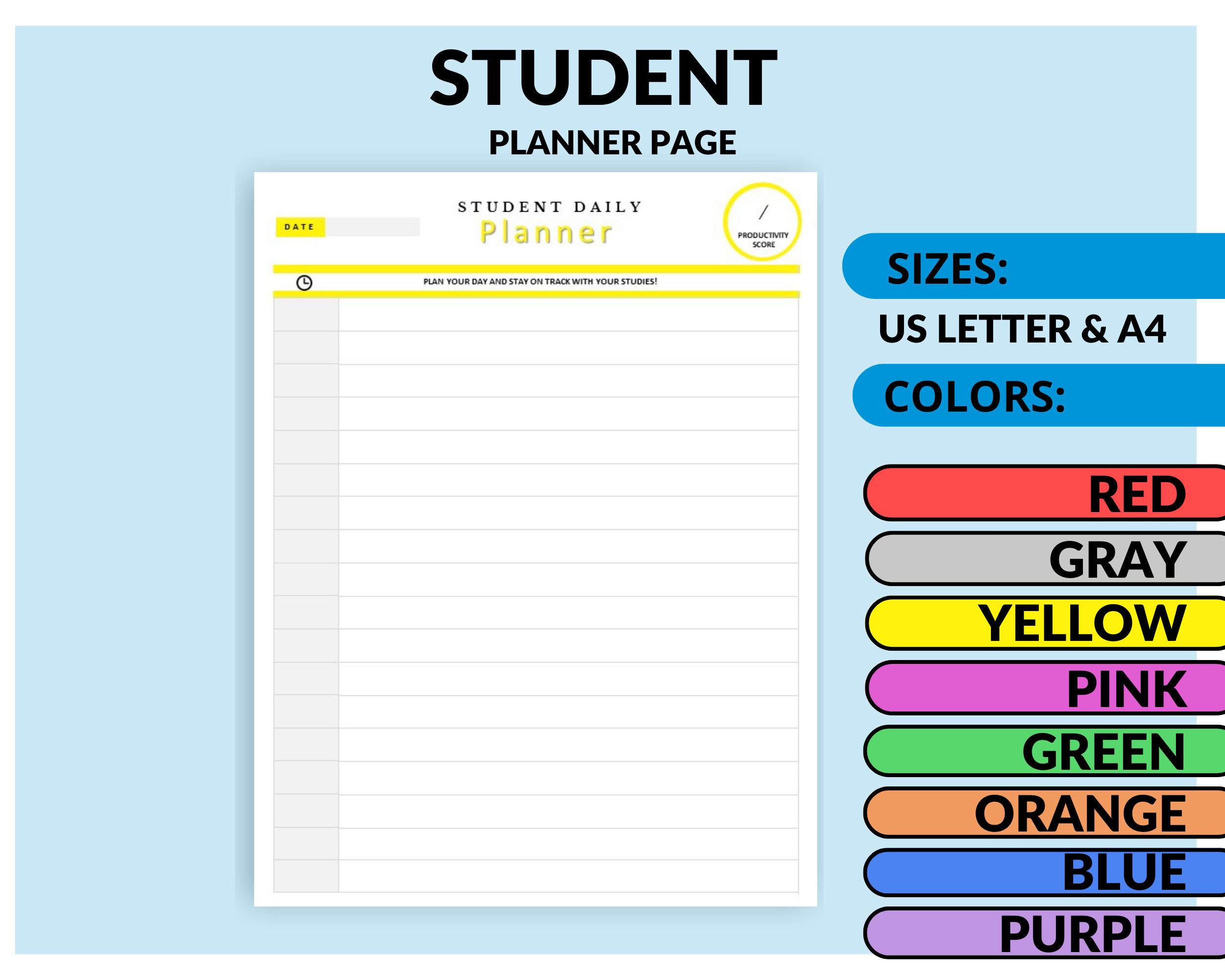 Student Daily Planner Page | Printable Tool for Daily Organization - Etsy