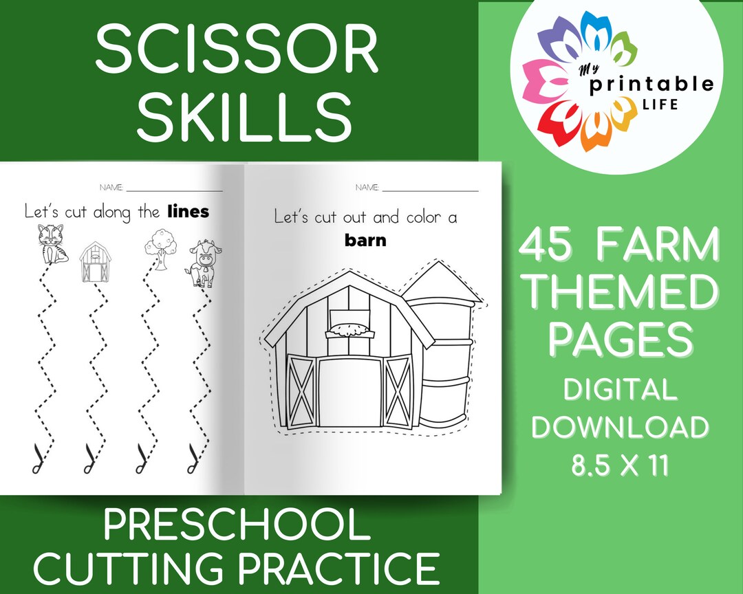 PRESCHOOL CUTTING PRACTICE Pages, Farm Theme Scissor Skills - Etsy