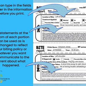 Daycare Biting Incident Report Form – Printable Childcare Notice ...