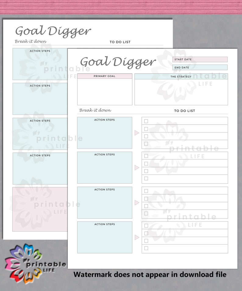 Goal Digger Planner Printable, Big Goal Action Plan (PDF Download) - Etsy