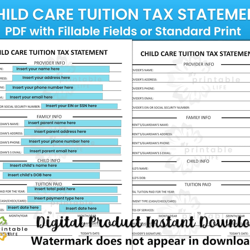 Daycare Tax Statement - Etsy