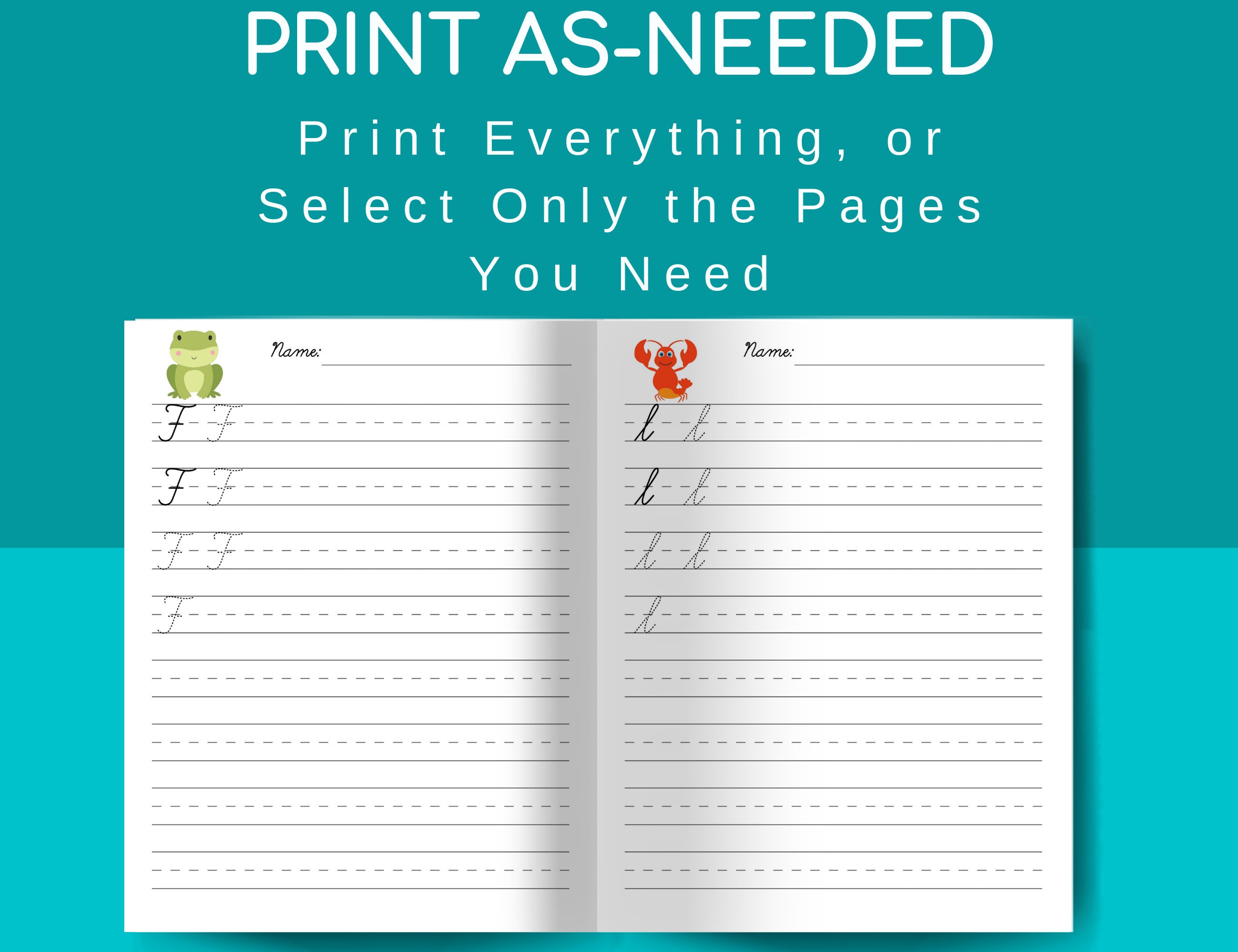 Cursive Writing Worksheets Alphabet A - Z Tracing Guide Practice ...