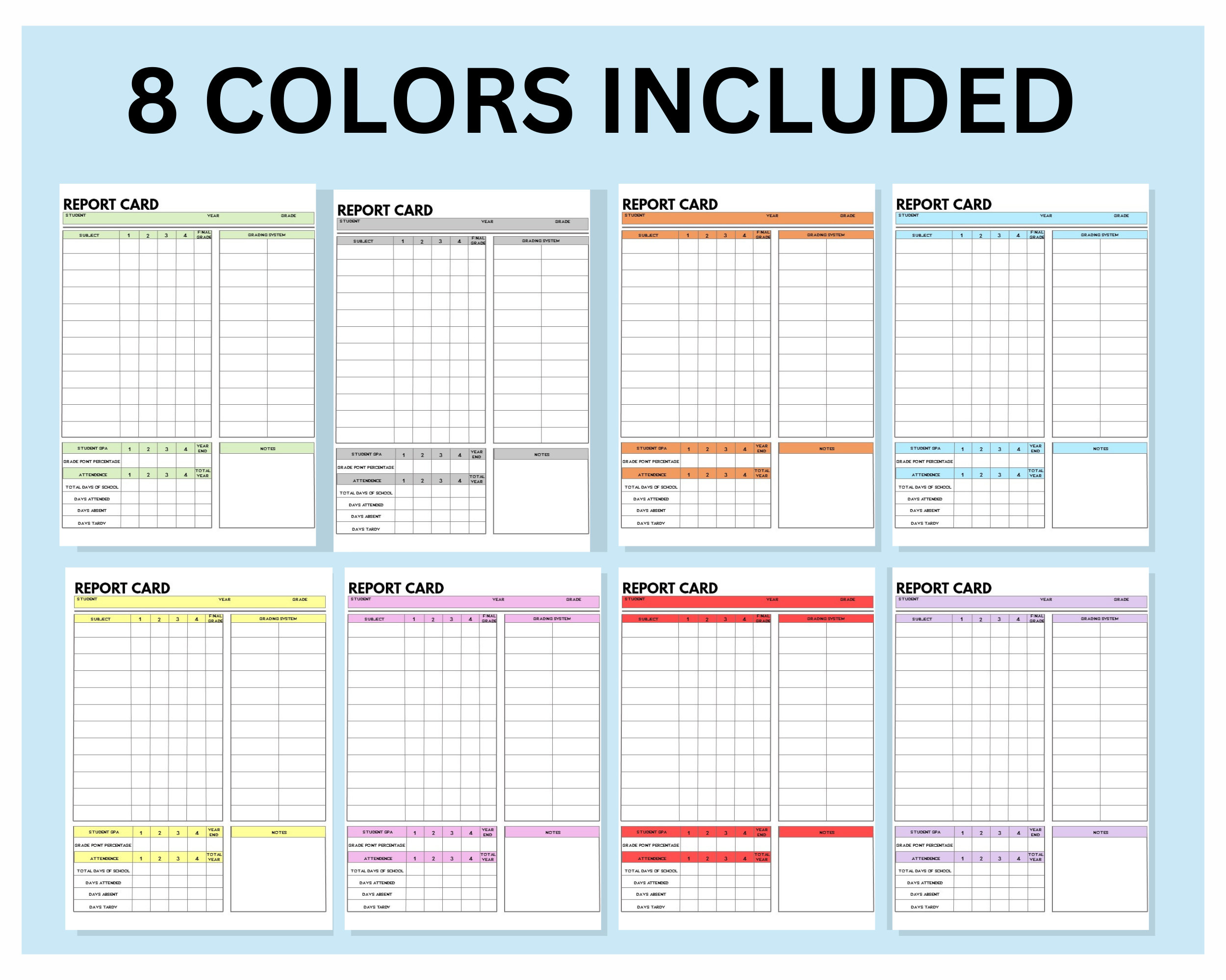 Homeschool Report Card Printable | Student Performance Tracker for ...