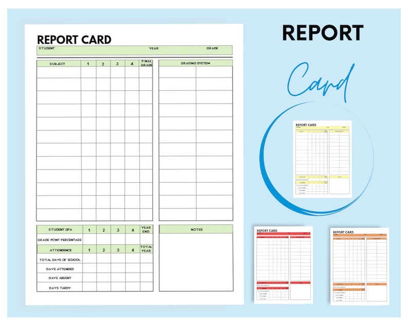 Homeschool Report Card Printable | Student Performance Tracker for ...