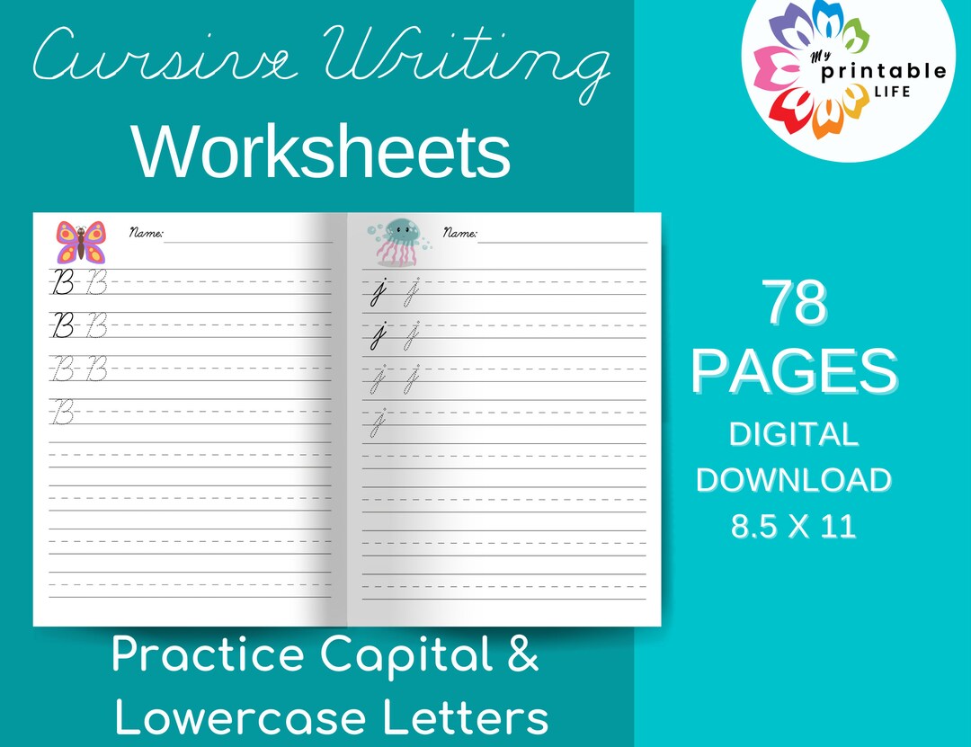 Cursive Writing Worksheets Alphabet A - Z Tracing Guide Practice ...