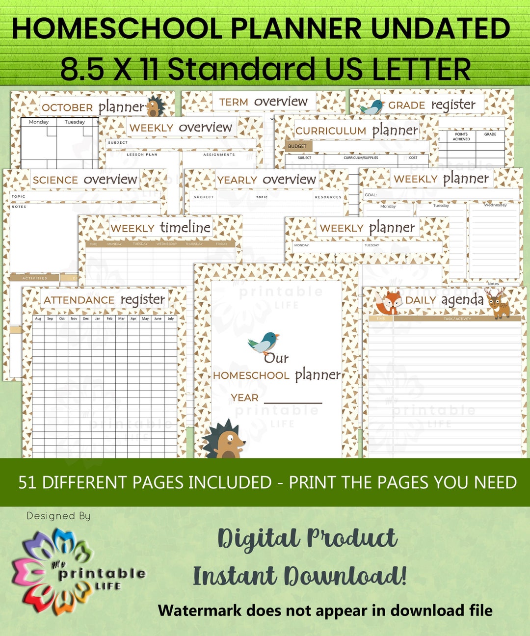 Homeschool Planner Undated, Printable Homeschool Schedule, Homeschool ...