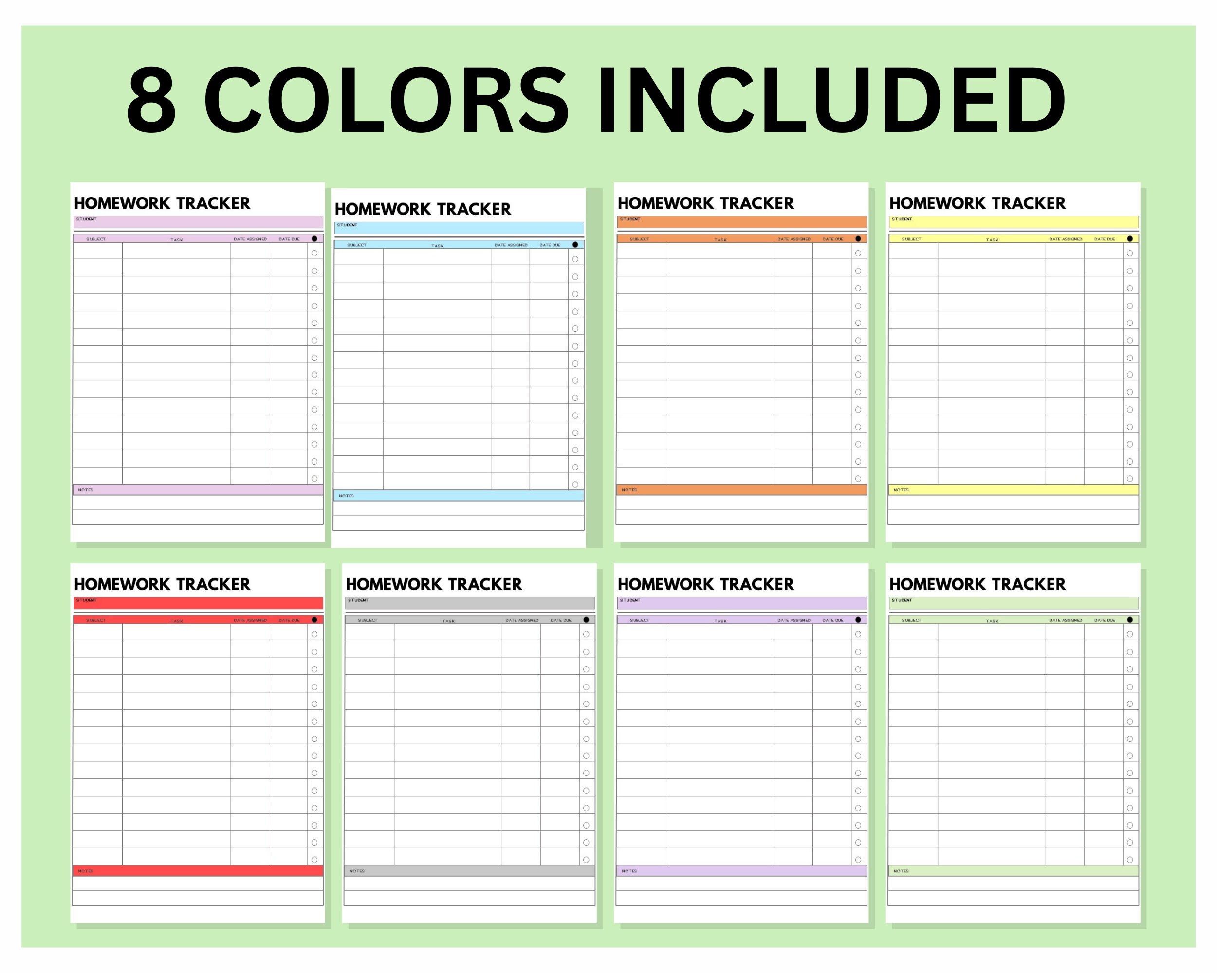 Homework Tracker Printable for Busy Students to Simplify Your Study ...