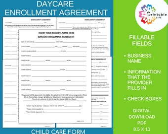 Daycare Forms, Childcare Forms, Enrollment Form - Etsy