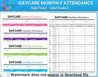 Daycare Weekly Attendance Form Sign-in Sign-out Sheet Daycare Printable ...