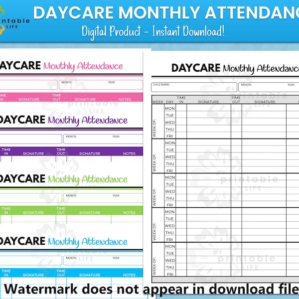 Daycare Attendance in Out - Etsy