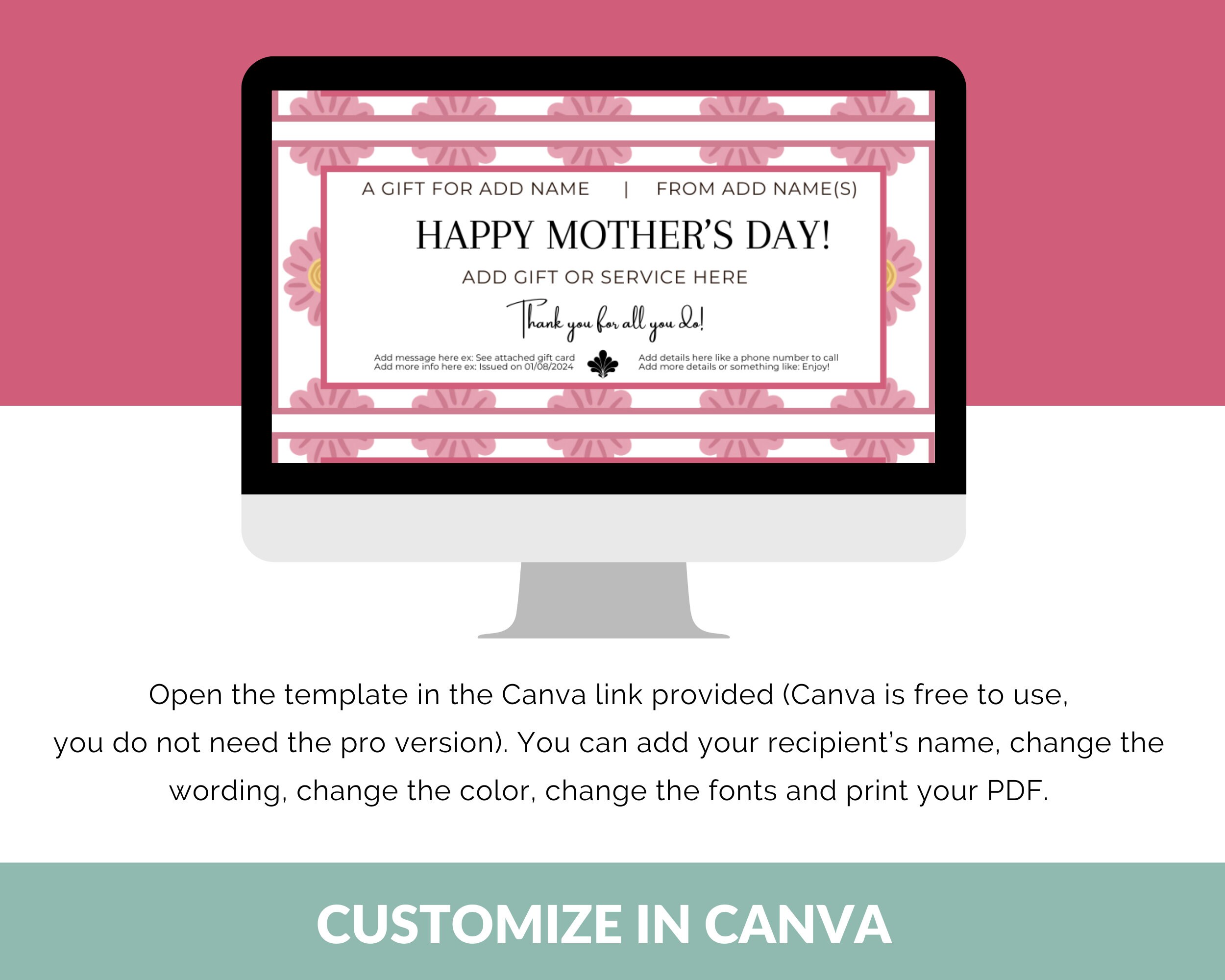 Mother's Day Certificate | Customizable Canva Template | Printable ...