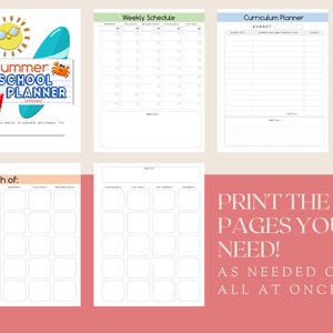 Summer School Planner, 12 Week Undated Pre K to High School and ...