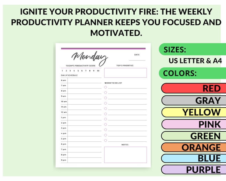 Printable Weekly Productivity Planner Stay Organized and - Etsy