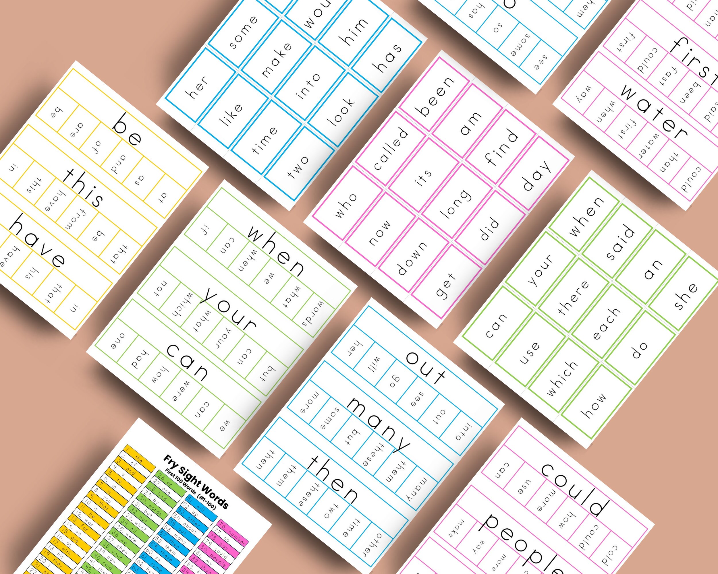 Fry Sight Words First Hundred Clip Cards and Flashcards - Etsy