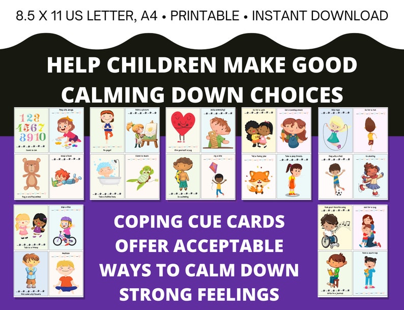Coping Skills Cue Cards for Children - Etsy