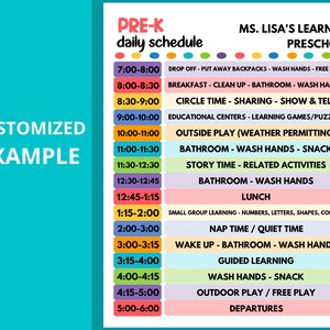 Daycare Daily Schedule for Pre-k Printable Child Care Fillable PDF - Etsy