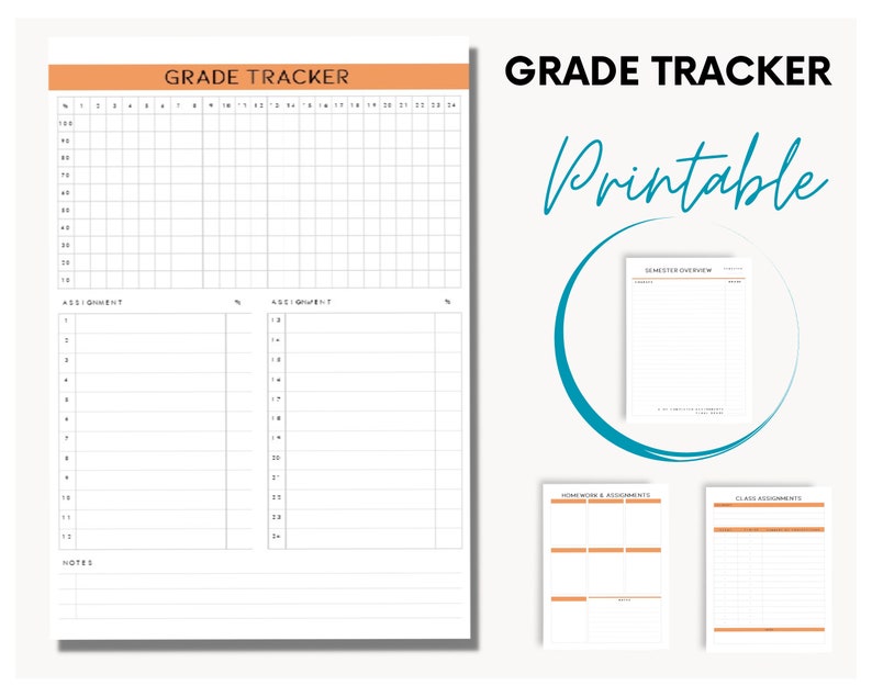Printable Grade Tracker for Homeschool, School, and College Students ...