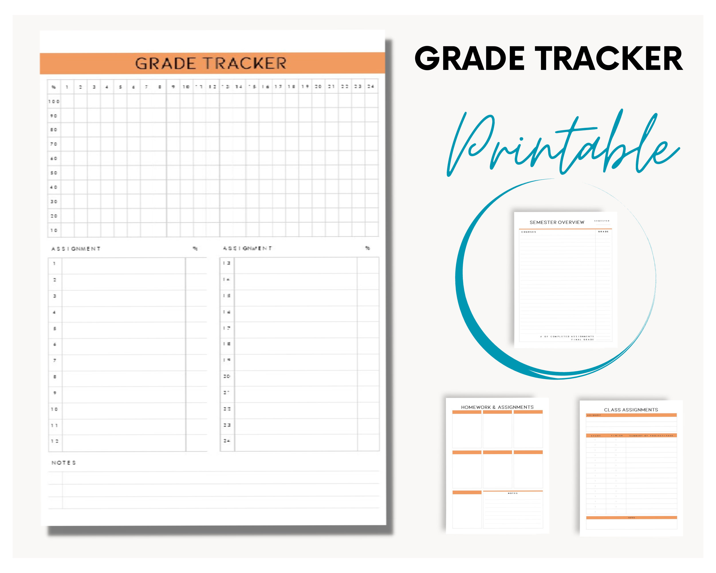 Printable Grade Tracker for Homeschool, School, and College Students ...