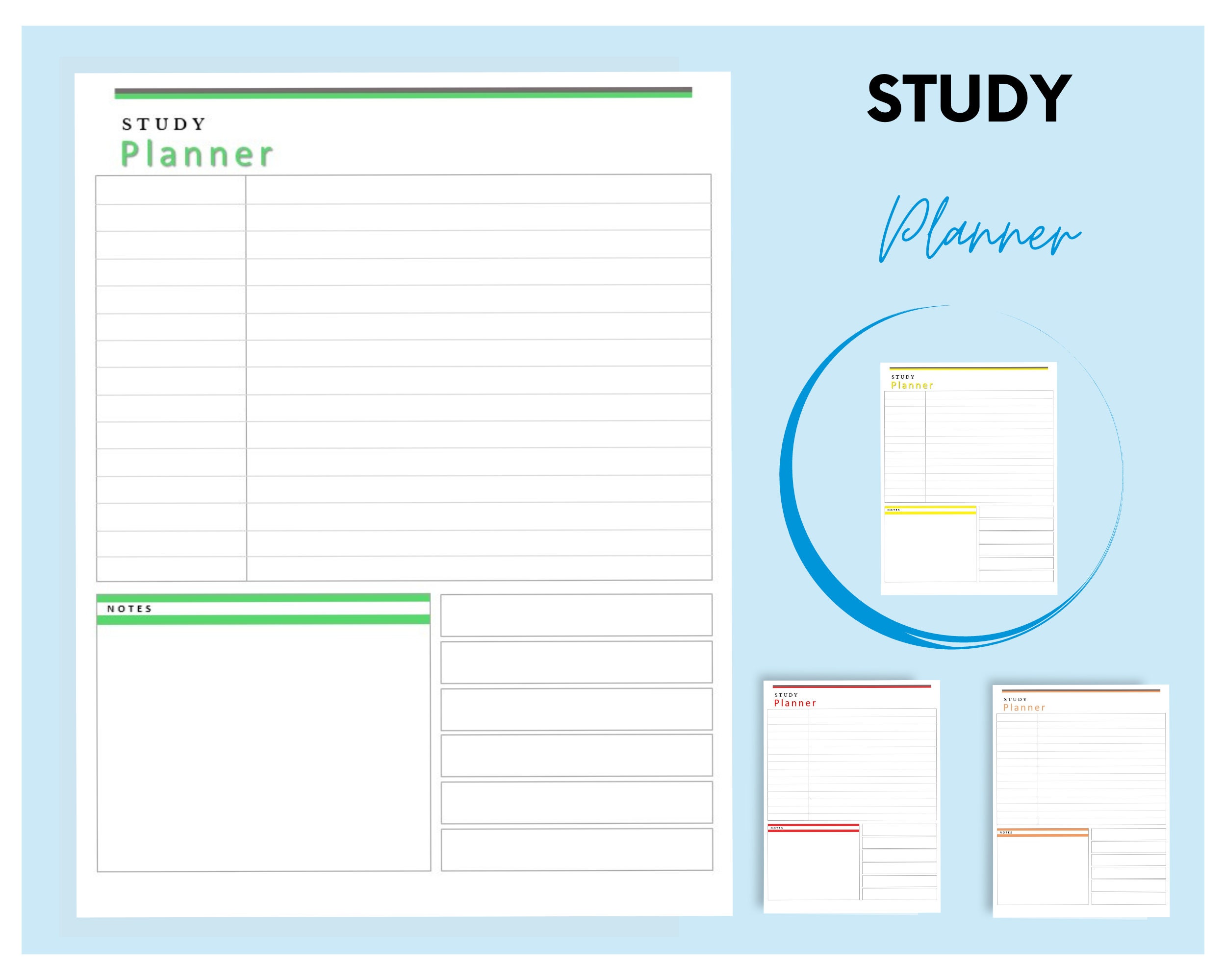 Student Study Planner Page | Printable Study Organizer - Etsy