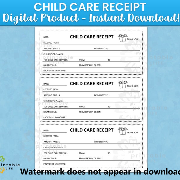 Childcare Tax Receipt - Etsy